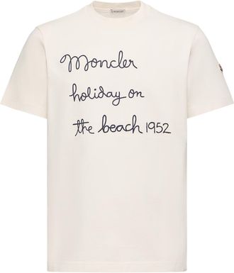 Moncler Moncler Embroidered Cotton T-shirt, Men, White, Size: 3xl