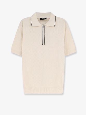 Fendi Cotton and silk polo shirt with FF embroidery - FENDI - gender_Man