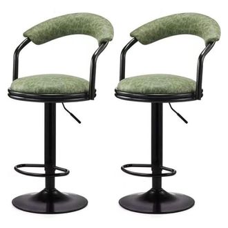 Generic Set mit 2 H&ouml;henverstellbaren Barhockern mit 360&deg;-Drehfunktion, Gepolstertem Kunstlederbezug und R&uuml;ckenlehne f&uuml;r Esszimmer und Bar, 60-80 cm