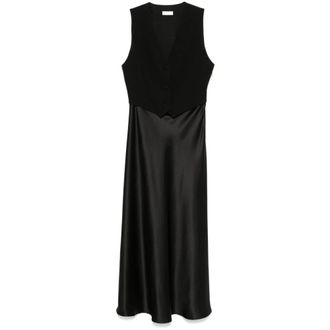 Liu Jo Langes Kleid mit integriertem Westen-Design - - Dresses - Damen - Schwarzk - XL
