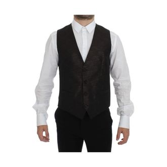 Dolce & Gabbana Elegante Braun-Schwarz Wollmischung Kleiderweste - - Suits - Herren - Schwarzk - M