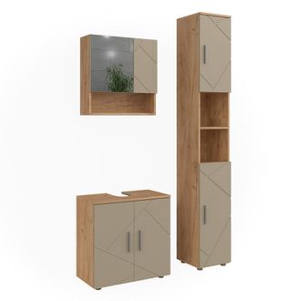 Vicco Badm&ouml;bel-Set aus 3 Teilen Irma, Goldkraft Eiche, 3 Teile