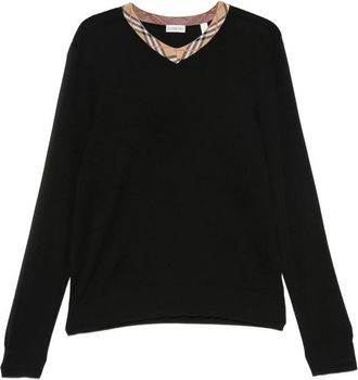 Burberry Check-trim V-neck Sweater