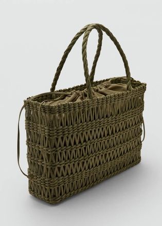 Mango Tote-Bag aus Naturfasern khaki - Damen - Einheitsgr&ouml;&szlig;e - MANGO