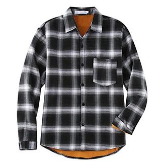 Generic Chemise en flanelle pour homme - Automne et hiver - Manches longues - Chaude et confortable - Doublure en polaire bross&eacute;e Sherpa - Chemise de b&ucirc;cheron