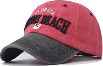 Generic Casquette de baseball vintage Miami Beach Floride Mode Hommes Femmes Sports Outdoor Casual Hat, Rouge, taille unique-M