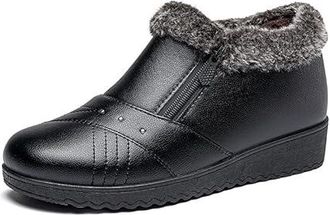 Generic Bottes de neige pour femme avec fermeture &eacute;clair - Confortables - Doubl&eacute;es en fourrure - Chaussures &agrave; enfiler - Chaudes et antid&eacute;rapantes, Noir, 39.5 