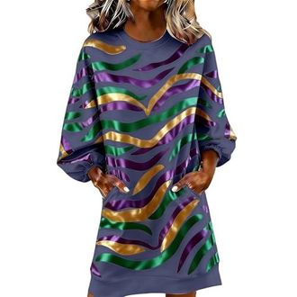 Generic Sweat-shirt ray&eacute; &agrave; paillettes pour femme - Mode - Manches longues - Pull d&eacute;contract&eacute; &agrave; manches longues - Col rond - Pull d&eacute;contract&eacute; - Bleu marine