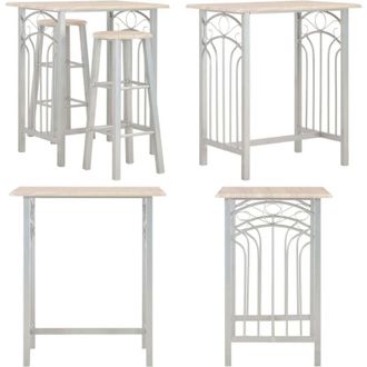 vidaXL 3-tlg. Bar-Set Holz und Stahl - Holztisch - Stahlttisch - Bar Set - Gartenm&ouml;bel - Bistrotisch - Home & Living