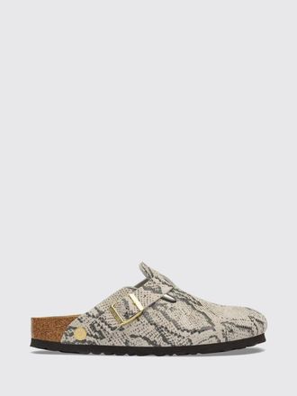 Birkenstock Mules Boston en daim &agrave; imprim&eacute; python avec bride r&eacute;glable