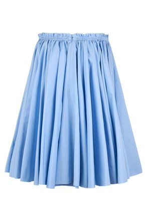 Ami Womens Pleated Cotton Skirt Light Blue