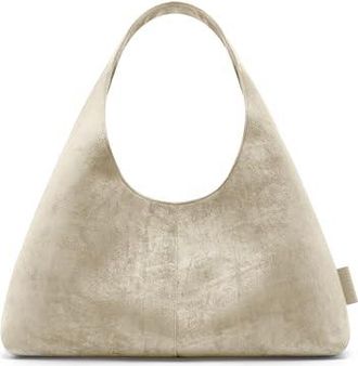 Expatri&eacute; Sac &agrave; &Eacute;paule Femmes Beige - Nora - Slouchy Hobo Bag en Aspect Daim - Sac &agrave; Main Taille Moyenne pour Travail, Universit&eacute;, Quotidien - Cuir V&eacute;g&eacute;talien