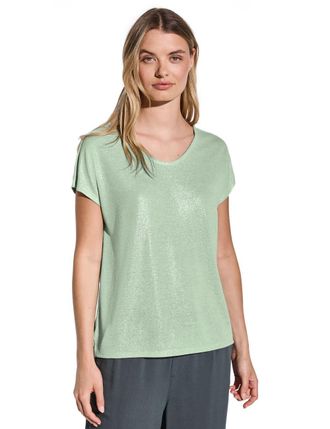 Street One Damen A322694 Schimmerndes V-Neck Shirt, Soft Jade Green, 44