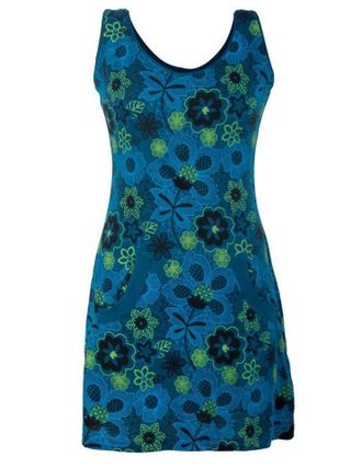 vishes Sommerkleid &Auml;rmelloses Blumenkleid aus Baumwolle bedruckt Hippie, Goa, Elfen Style