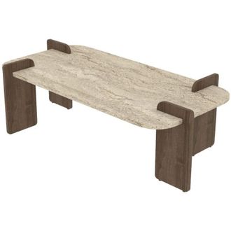 Hanah Home Table basse en bois Leapiri - 120 x 60 x 35 cm - Travertin