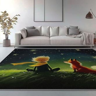 Generic Tapis Poil Court Moderne Prince Renard Style Dessin anim&eacute; Salle &agrave; Manger Adulte Bureau 60x110 Lavable Tapis Imprim&eacute; &agrave; Poils Doux Moquette pour Chambre