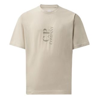 C.P. Company 30/1 Jersey Kurzarm Vertikales Logo T-Shirt - - Tops - Herren - Beige - M