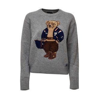 Polo Ralph Lauren Femme, Pulls, Gris, Taille: 40 FR Pull en laine et cachemire avec ours