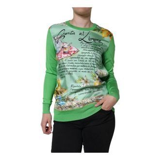 Dolce & Gabbana Zitronen-Granita Seidenpullover - - Tops - Damen - Gr&uuml;n - 2XS
