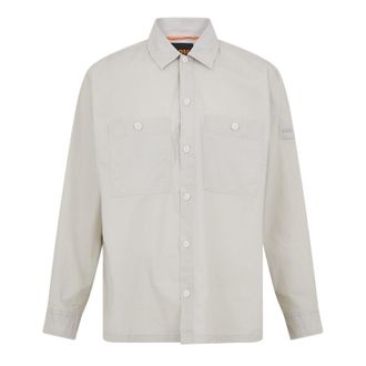 HUGO BOSS Herren Langarm-&Uuml;berhemd mit Barrel-Kragen (Helles Beige)