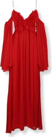Blumarine Femme, Robes, Rouge, Taille: 40 FR Silk Georgette Maxi Dress