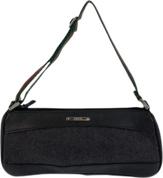 Gucci Sac bandouli&egrave;re en toile et cuir Pre-owned - Femme - Pre-owned - Noir - Taille: ONE Size