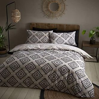 Catherine Lansfield Bedding Aztec Geo Bettwäsche-Set mit Kissenbezug, für Einzelbett, Natur