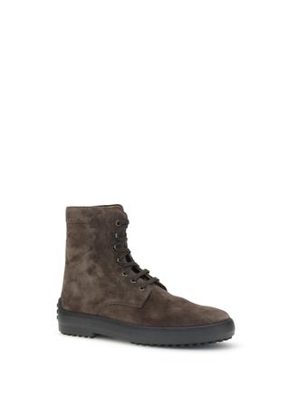 Tod's Mens Ankle Boots Suede Dark Brown Upper: Leather