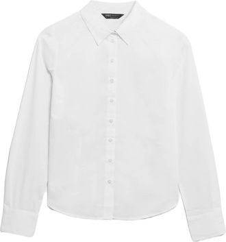 Marks and Spencer Enges T-Shirt Mit Hohem Baumwollanteil Und Kragen Damen Weiss UK 10 (EU 38)