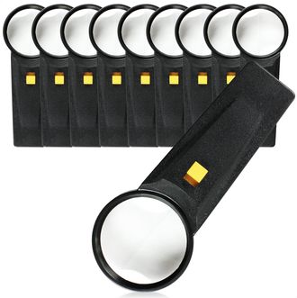 Com-Four 10x Lese-Lupe mit LED Beleuchtung - 5-Fach Vergrößerungsglas für zu Hause und unterwegs - Lesehilfe aus Glas mit breitem Griff - beidseitig verwendbar