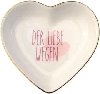Gift Company Love Plates, Deko-Teller, Porzellan, Der Liebe wegen, Herz, tief, wei&szlig;, 10x2x9,5cm