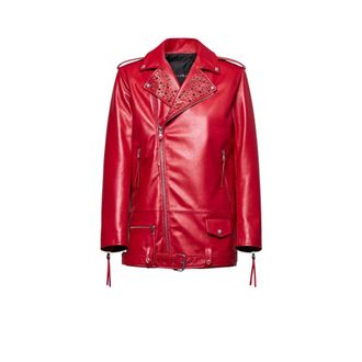 John Richmond Bikerjacke mit verziertem Revers und asymmetrischem Rei&szlig;verschluss - - Jackets - Herren - Rot - S
