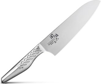 Kai Seki Magoroku Shoso Santoku 16,5 cm Klingenlänge - 5CR15MoV Edelstahl 56 (±1) HRC - konvexer Anschliff - 18-8 Edelstahl Griff mit Rautenmuster - japan