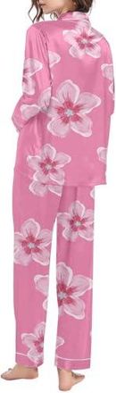 Generic Pyjama long pour femme pour la Saint-Valentin 2026 - Ensemble de v&ecirc;tements de nuit doux et confortables - Col en V - Pyjama mignon (3), rose, XXL