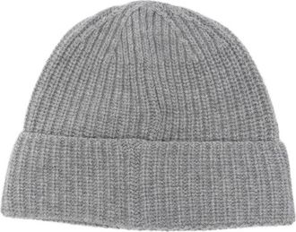 Stone Island 15N100012 Wool-Blend Ribbed Beanie - Gray
