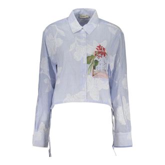 Desigual Femme, Blouses et Chemises, Bleu, Taille: 36 FR Parker Chemise Ray&eacute;e &agrave; Manches Longues