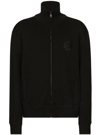 Dolce & Gabbana cardigan zippé à patch logo - Noir