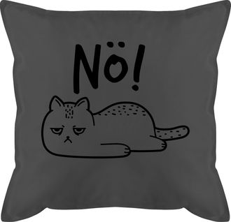 Shirtracer Kissen 50x50 - N&ouml; Katze I Lustiges Katzenmotiv I Geschenk Katzenbesitzer I Katzenfan - 50 x 50 cm - Grau - Motiv katzenkissen spr&uuml;che Katzen cat m&auml;nne