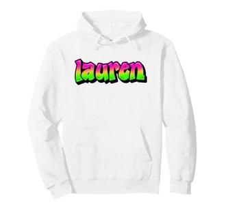 BDAZ Lauren Graffiti Personalisierter Name Gr&uuml;n Rosa Frauen M&auml;dchen Pullover Hoodie