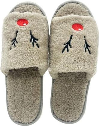 Generic Pantoufles dHalloween pour adultes, chaussures dint&eacute;rieur pelucheuses en peluche avec motif visage de citrouille, pantoufles dint&eacute;rieur douces et chau