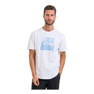 HUGO BOSS Homme, Tops, Blanc, Taille: S T-shirt blanc avec logo imprimé