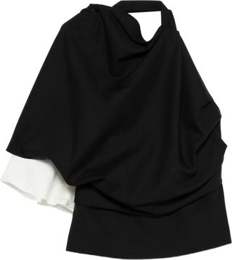 R&oacute;he Femme, Blouses et Chemises, Noir, Taille: 34 FR Draped Lapel Top