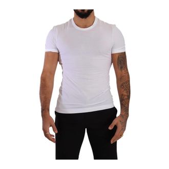 Dolce & Gabbana Wei&szlig;es Baumwollmisch-T-Shirt mit Rundhalsausschnitt - - Tops - Herren - Wei&szlig; - XS