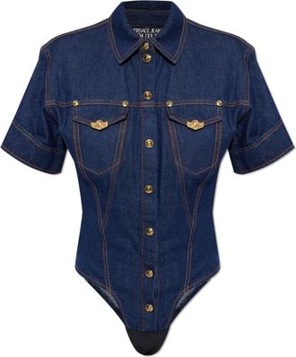 Versace Jeans Couture Femme, Tops, Bleu, Taille: 38 FR Body en jean