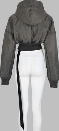 Rick Owens Cropped Hooded Nylon Jacket - Charcoal