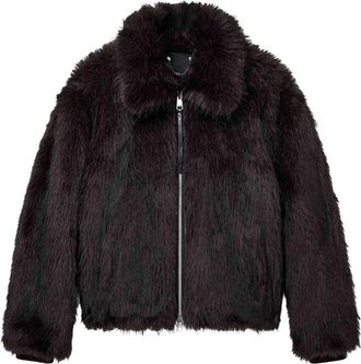 Purple Faux Fur Shawl Jacket - - Jackets - Herren - Braun - L