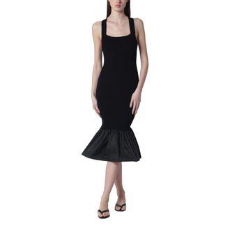 Patou Femme, Robes, Noir, Taille: 38 FR Longue Robe Mix Faille en Maille