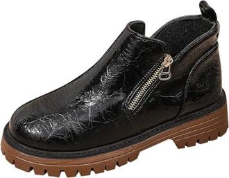 Generic Bottines Femme Elegant Bout Rond Plateforme Bottes Courtes Semelle Chunky Antid&eacute;rapante Fermeture &Eacute;clair Tendance L&eacute;g&egrave;res Boots Chaussures Femme Autom