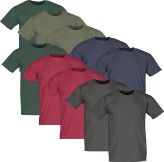Fruit Of The Loom Valueweight T Shirt 10er-Pack Herren, 2xLightGraphite+2xVintageNavy+2xVintageRed+2xBottle+2xOlive, M