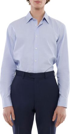 Fursac Chemise &agrave; col droit en serge de coton - Taille 37 - Homme